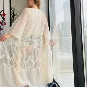 Vintage | Swim | Mcclintock Floral Organza Transparent Bell Sleeve ...